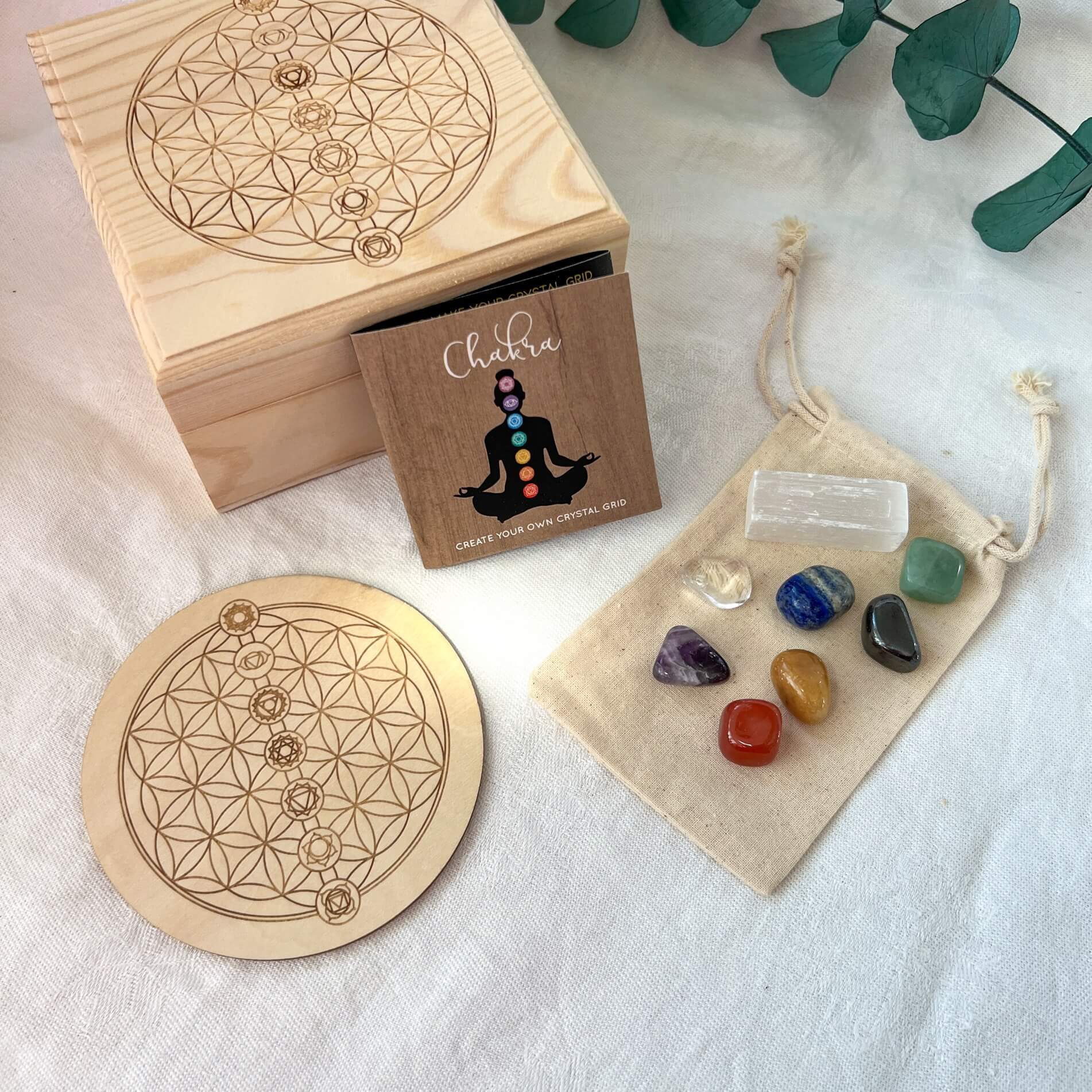 7 Chakra Crystal Grid Wooden Boxed gift set | UK Crystal Shop – Rock ...
